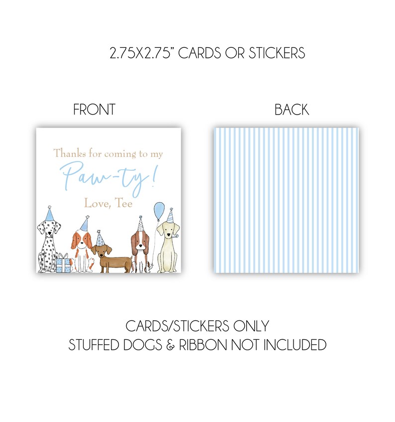 Puppy Pawty Favor Tags | Birthday Tags | Birthday Stickers | Dog ...