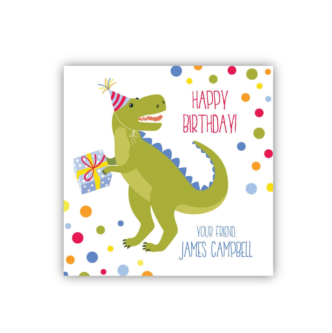 Dinosaur Birthday Tag | Dinosaur Calling Cards | Happy Birthday Gift Card | Dinosaur Birthday ...