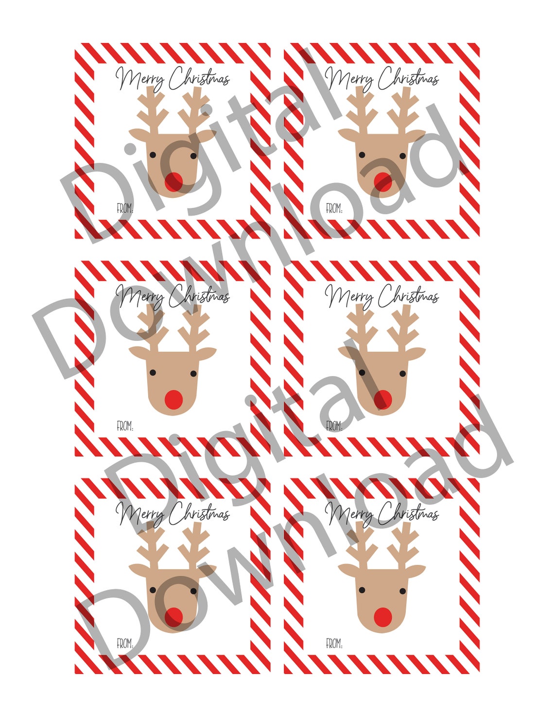 Reindeer Printable Gift Tags Kids Printable Christmas Tags - Etsy