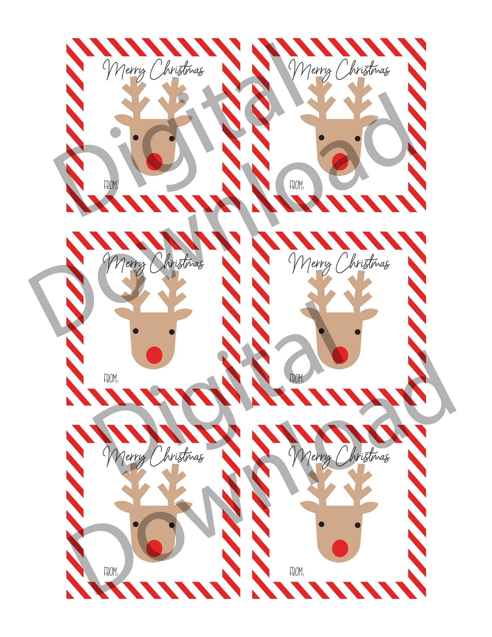 Reindeer Printable Gift Tags Kids Printable Christmas Tags - Etsy