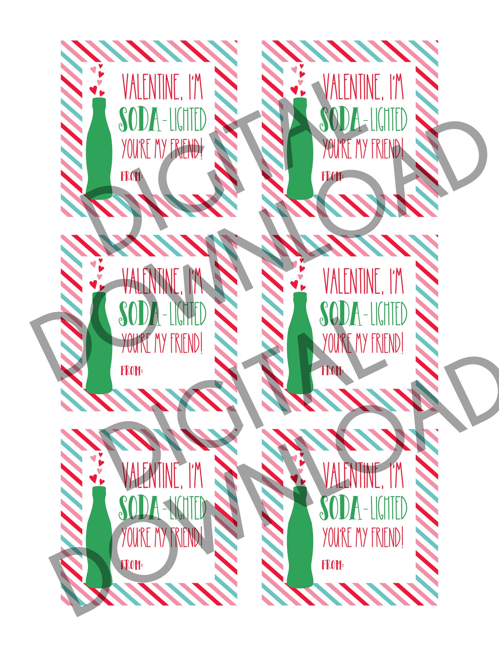 Soda Printable Valentines | Valentine Favor Tags | Valentine Instant ...