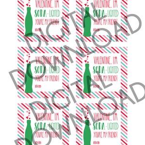 Soda Printable Valentines | Valentine Favor Tags | Valentine Instant ...