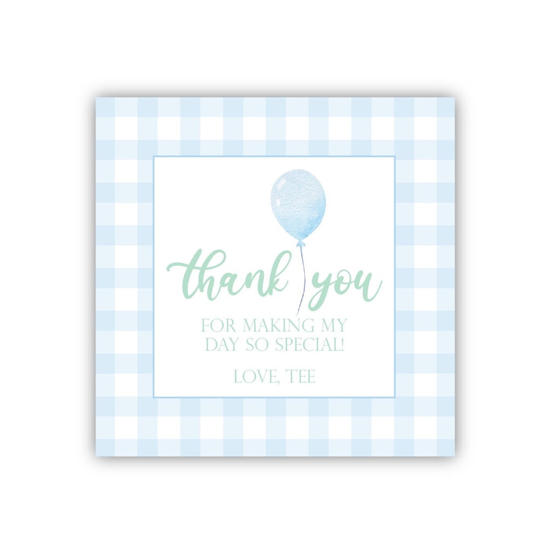 Blue Watercolor Balloon Favor Tags | Birthday Tags | Birthday Stickers ...