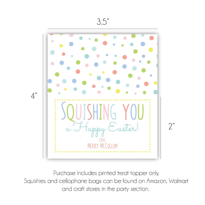 Squishy Easter Treat Topper | Kids Easter Favor Tag | Squishy Easter ...