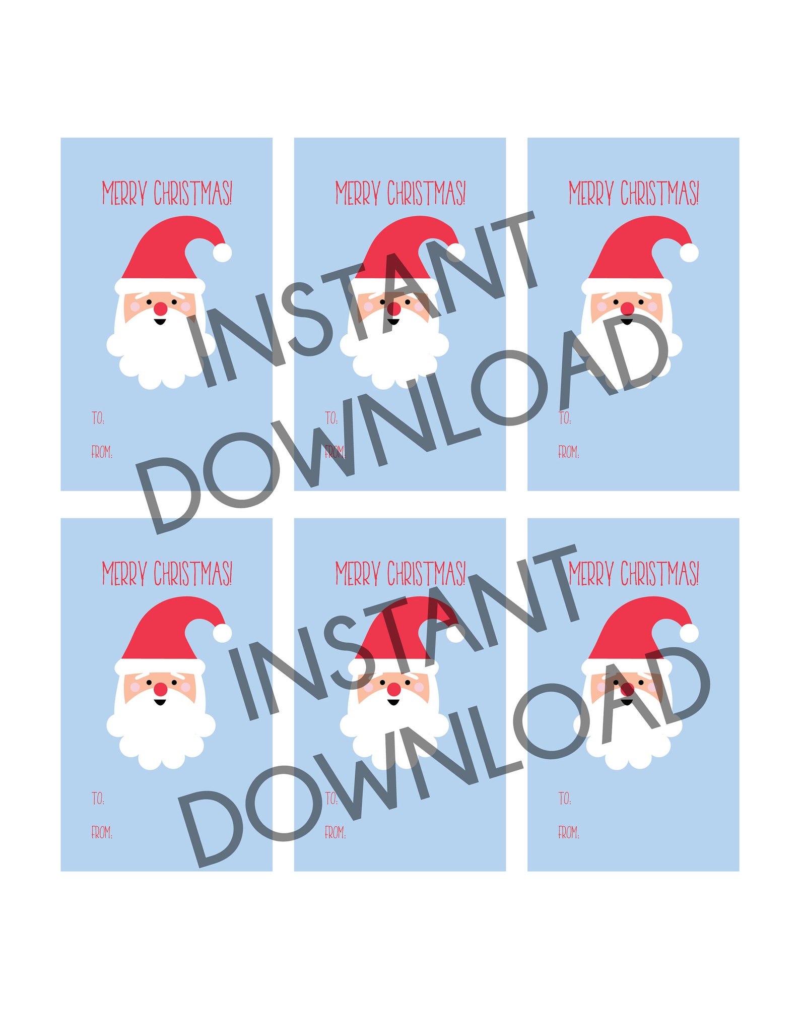 Santa Printable Gift Tags Kids Christmas Tags Santa | Etsy