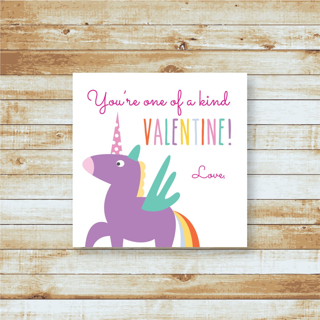 Rainbow Unicorn Valentine | Favor Tags | Printable Class Favor ...