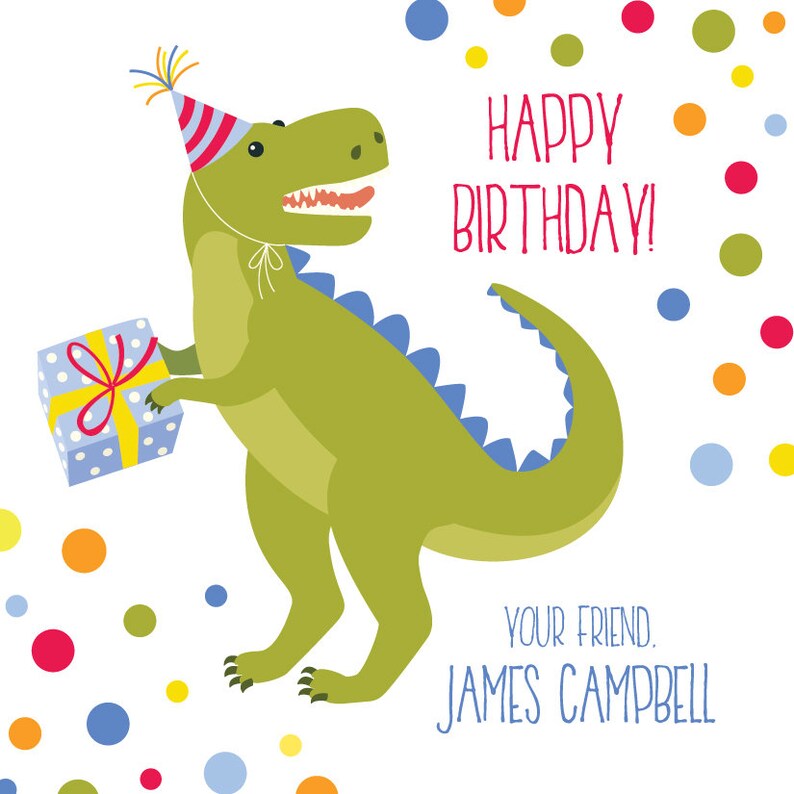 Dinosaur Birthday Tag Dinosaur Calling Cards Happy - Etsy