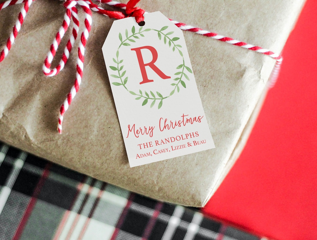 Monogram Christmas Gift Tags | Personalized Holiday Gift Tags ...