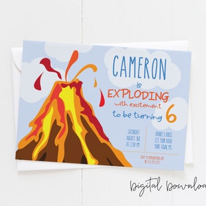 Volcano Birthday Party Invitation DIGITAL Kids Birthday - Etsy