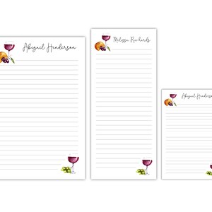 Wine & Cheese Kitchen Notepads | Personalized Notepad | Custom Lined ...