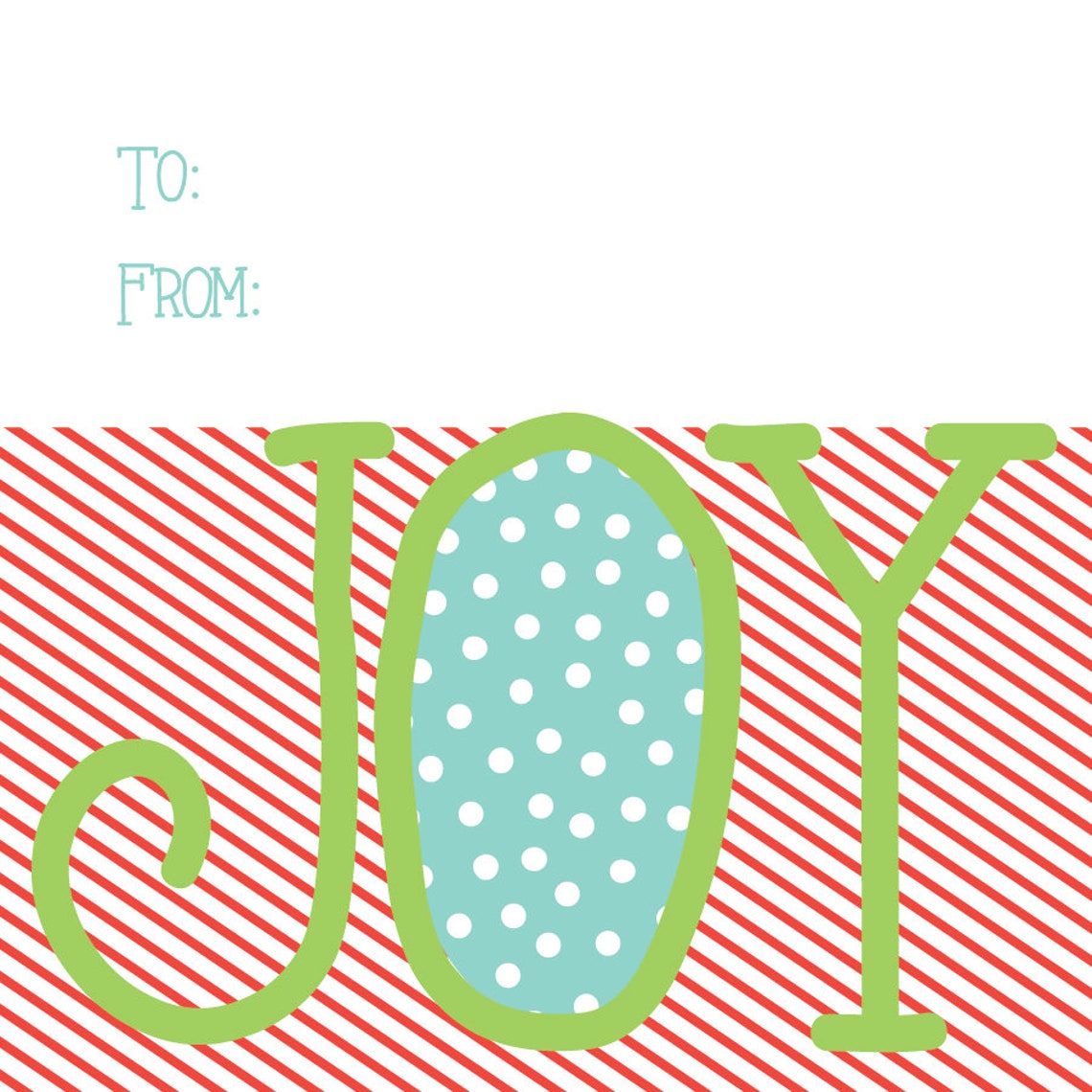 Christmas Printable Gift Tags Joy Gift Tag Printable | Etsy