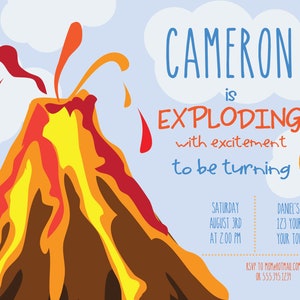 Volcano Birthday Party Invitation | DIGITAL Kids Birthday Invitation ...