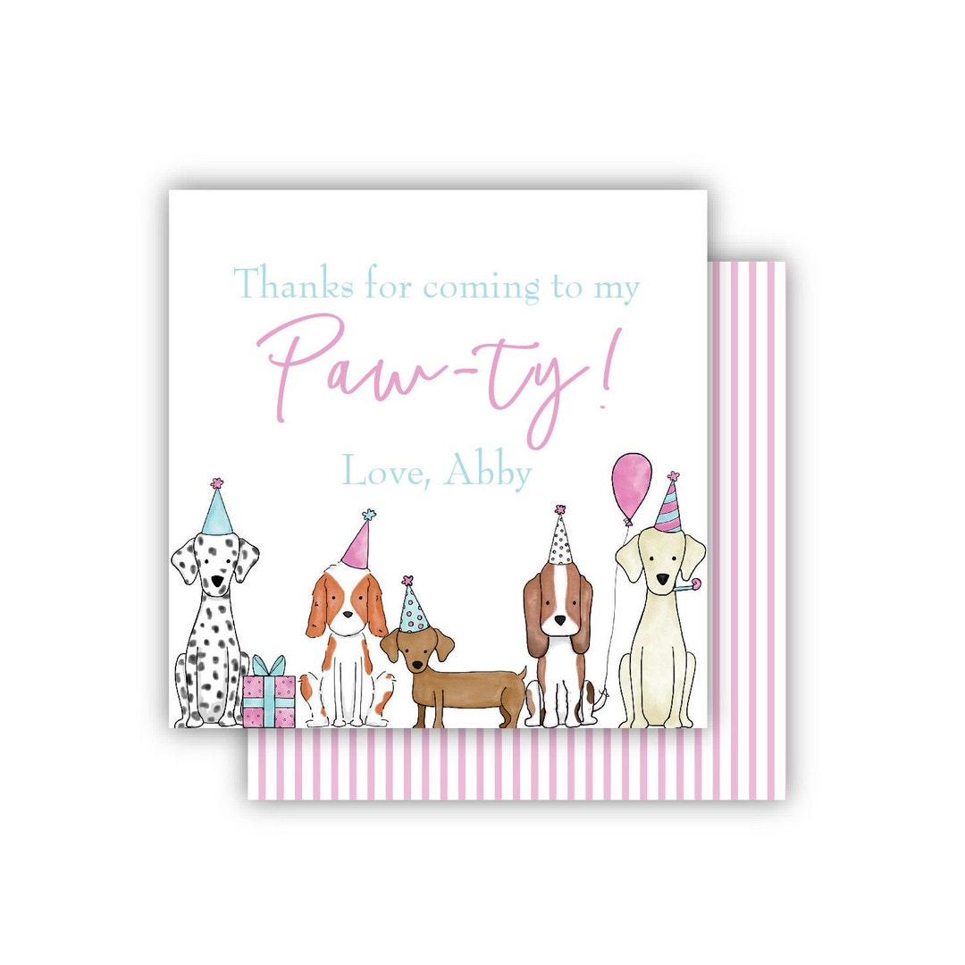 Puppy Pawty Favor Tags | Birthday Tags | Birthday Stickers | Dog ...