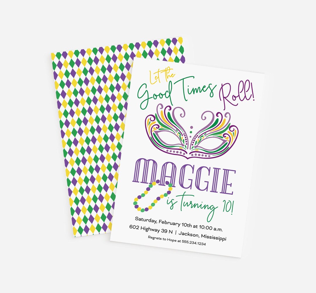Mardi Gras Mask Birthday Party Invitation | Parade Birthday Party ...