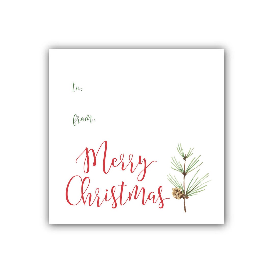Christmas Pine Branch Gift Tags | Christmas Stickers | Instant Download ...