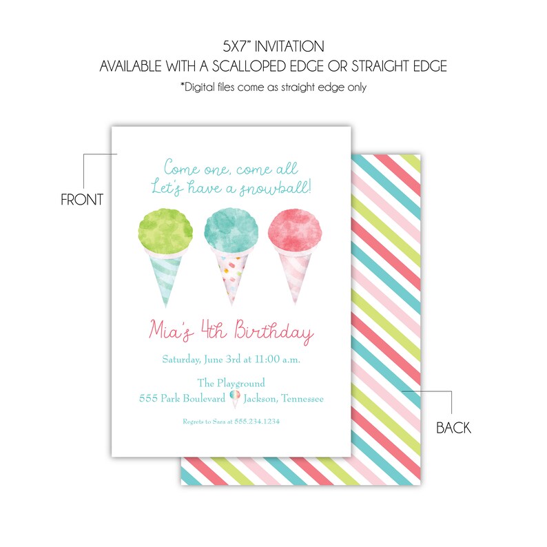 Snowball Birthday Invitation | Snow Cone Invitation | 2nd Birthday ...