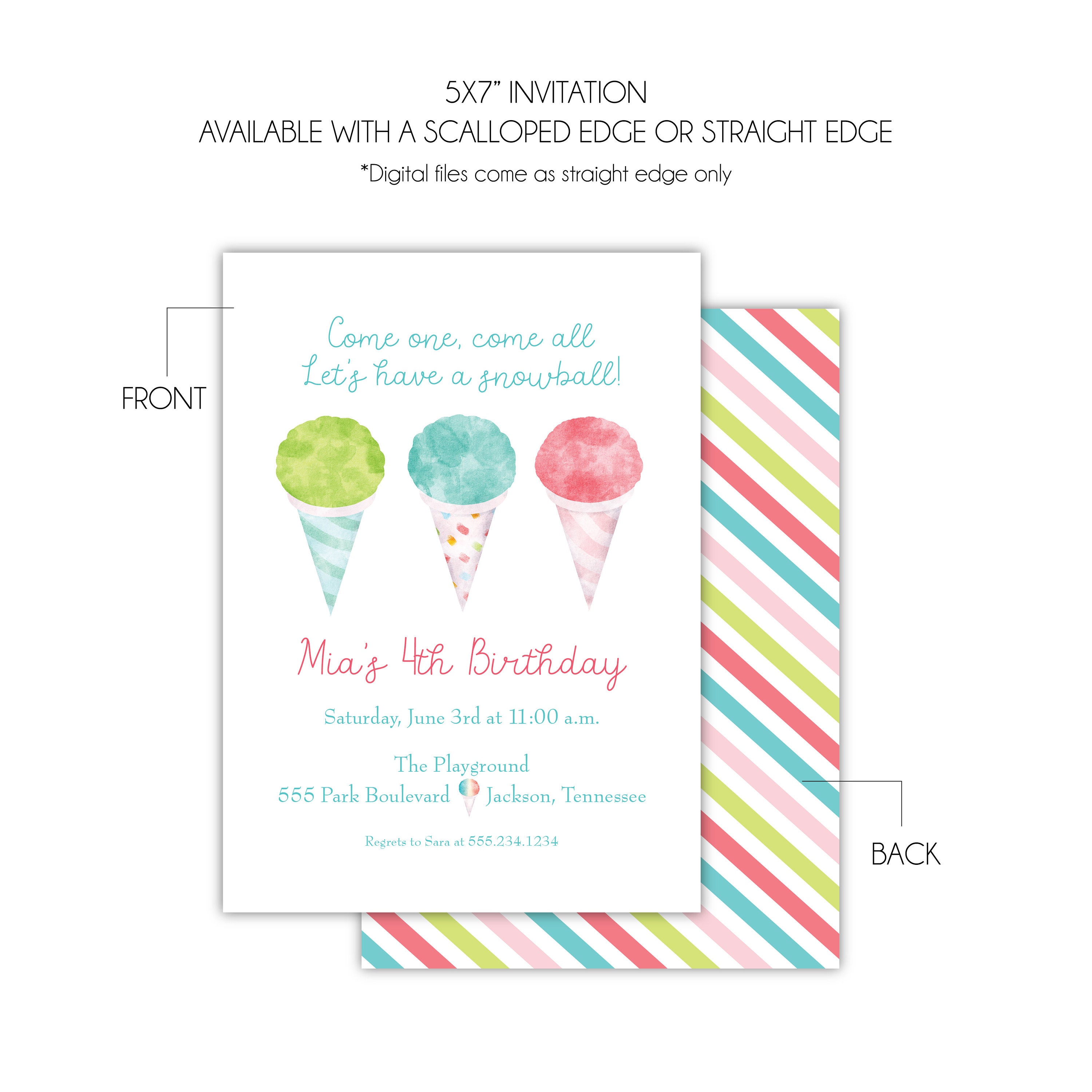 Snowball Birthday Invitation | Snow Cone Invitation | 2nd Birthday ...