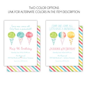 Snowball Birthday Invitation | Snow Cone Invitation | 2nd Birthday ...