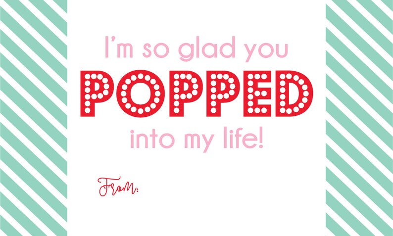 Popcorn Valentine Favor Tags | Valentine Popcorn Stickers | Valentine ...
