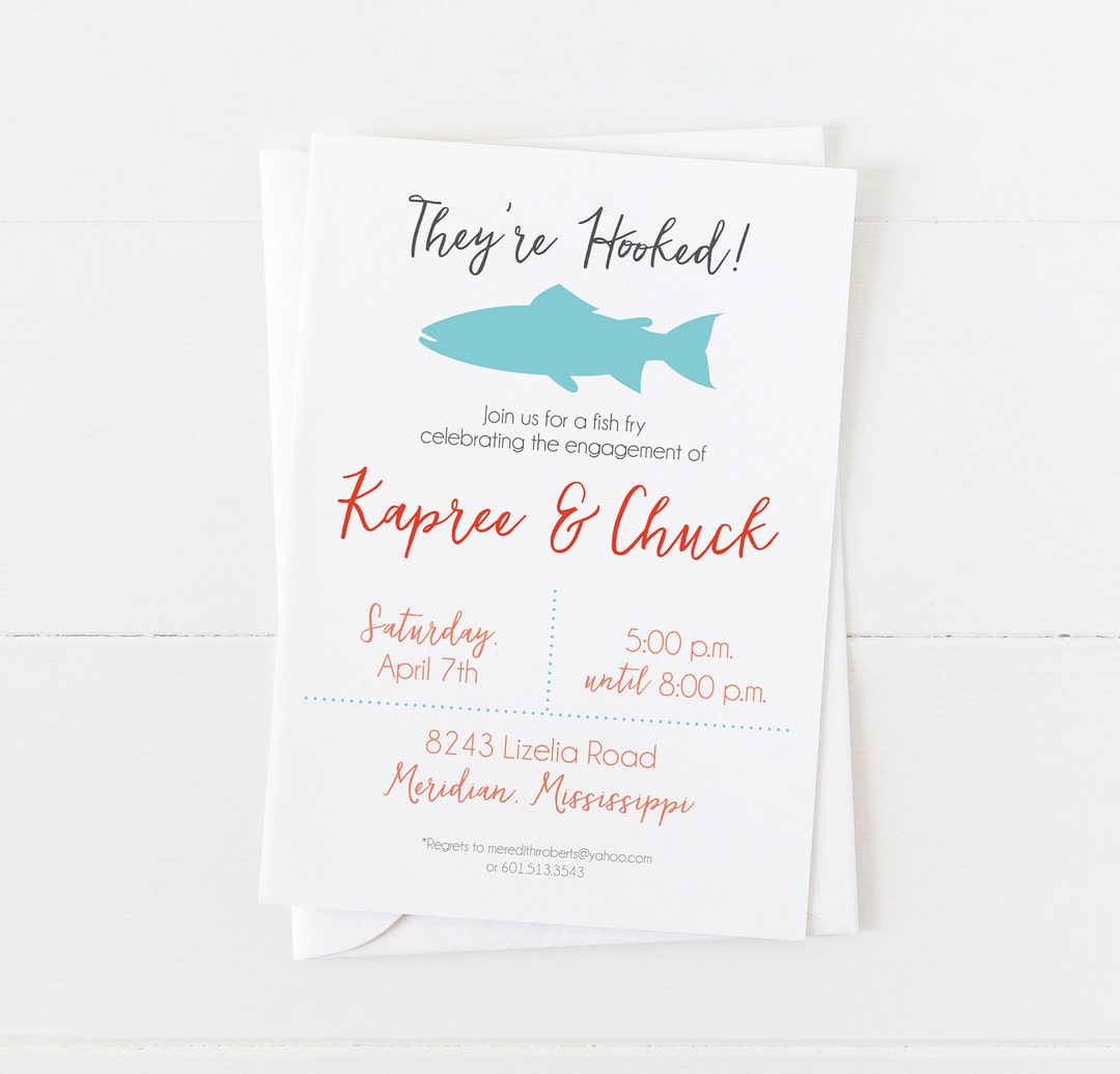 Fish Fry Engagement Invitation | Fish Fry Birthday Party Invitation ...