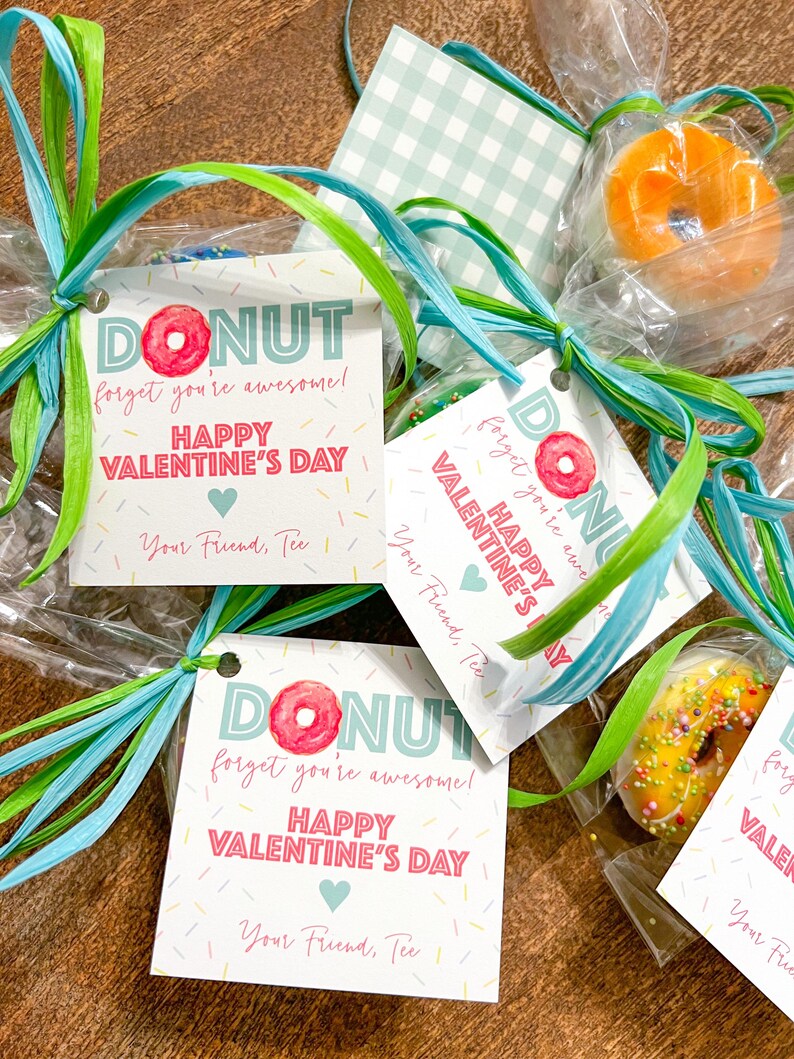 Donut Squishy Valentine Tag | Non-candy Valentine | Class Favor Tags ...