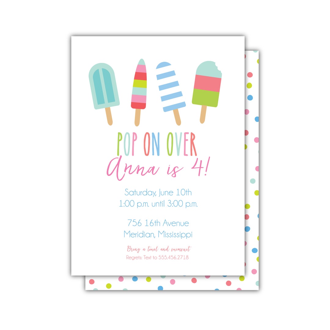 Popsicle Birthday Party Invitation | Summer Party | Kids Birthday ...