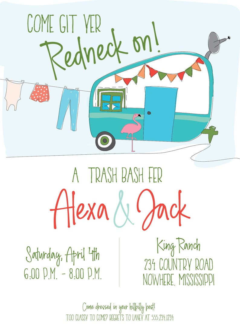 REDNECK BASH Invitation Birthday Party Graduation Party - Etsy