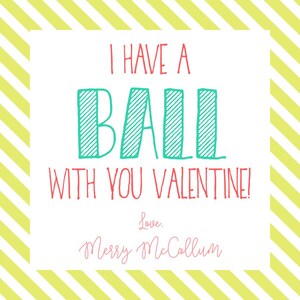 Personalized Ball Valentine Tags | Kids Non-candy Valentine | Class ...