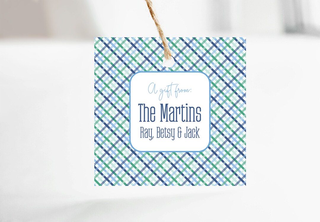 Personalized Plaid Gift Tags Family Calling Cards Last Name Gift ...