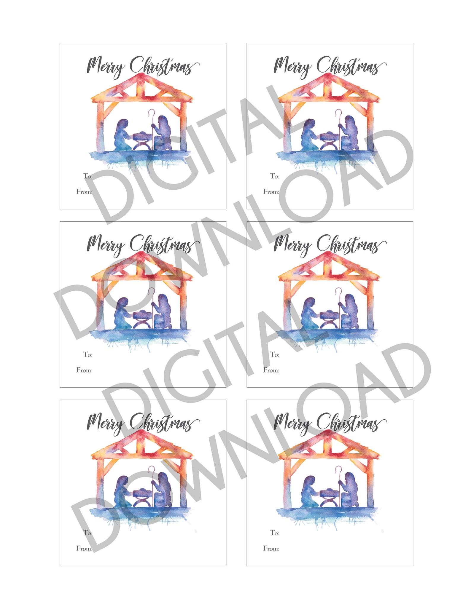Nativity Gift Tags | Christmas Stickers | Instant Download | Nativity ...