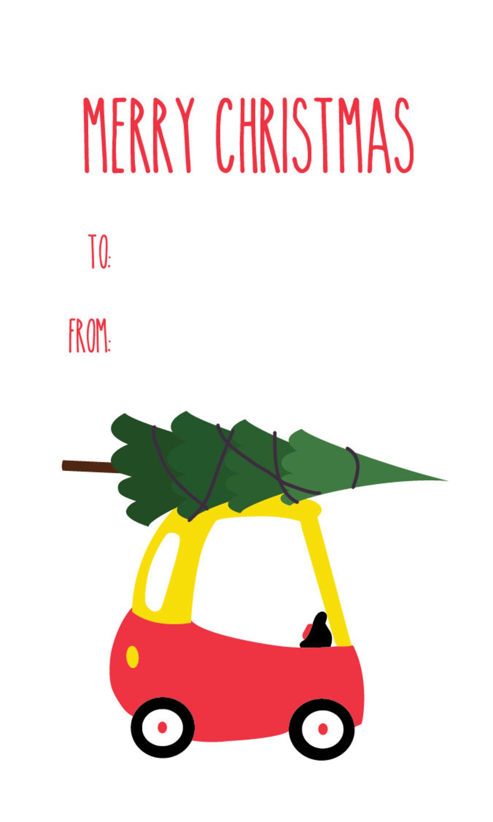 Christmas Gift Tag Printable Kids Car & Tree Printable Tag - Etsy