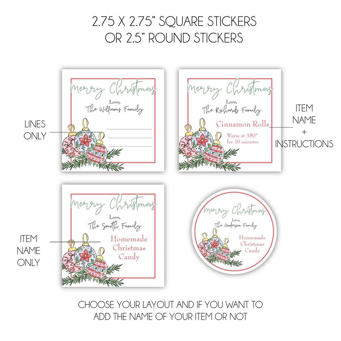Christmas Treat Labels | Christmas Food Stickers | Holiday Gift ...