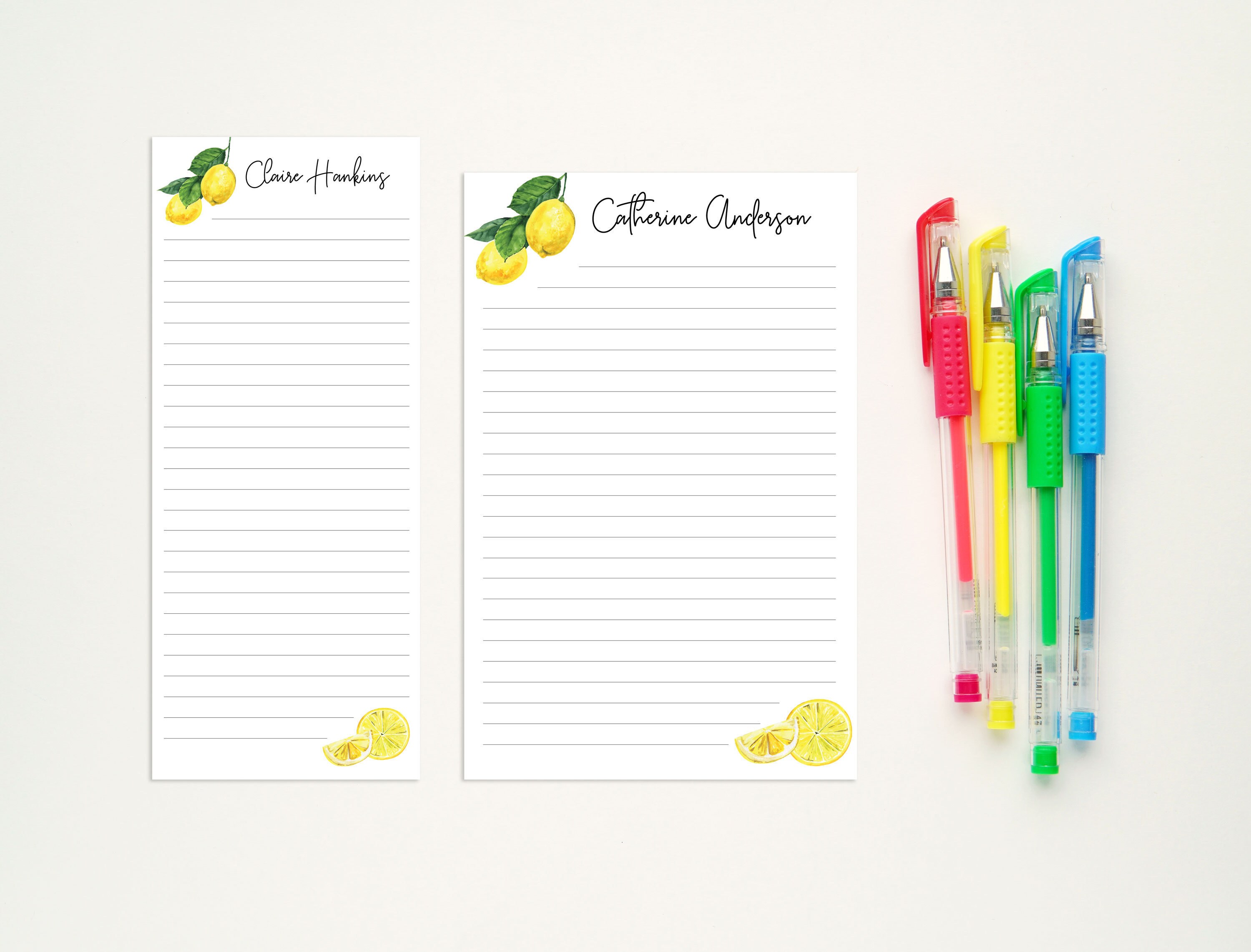 Lemon Kitchen Notepads Personalized Notepad Custom Lined | Etsy
