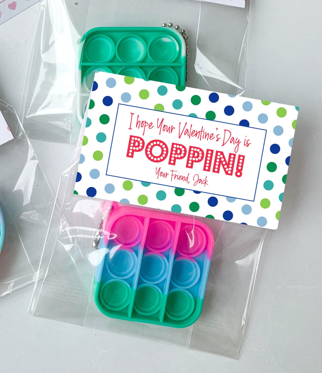 Personalized Valentine Treat Topper Kids Valentine Favor Tag Pop It ...