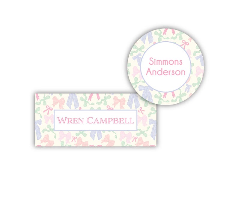 Bows Vinyl Labels | Personalized Waterproof Vinyl Stickers | Girl ...