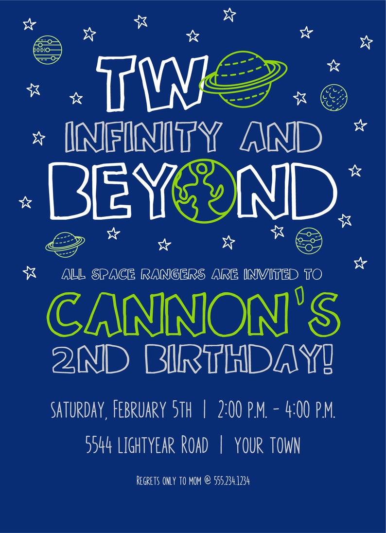 Two Infinity And Beyond Birthday Party Invitation Kids Etsy