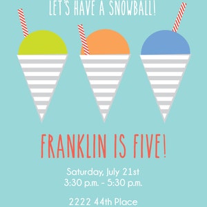 Snow Cone Birthday Party Invitation | Summer Birthday | Snowcone Party ...