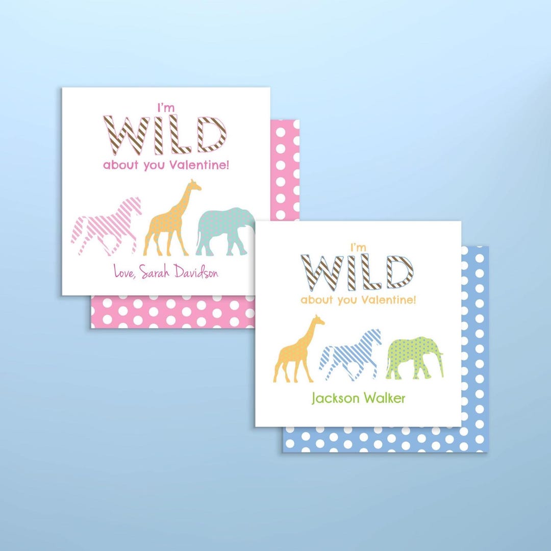Personalized Zoo Animal Valentines | Class Favor & Gift Tags ...