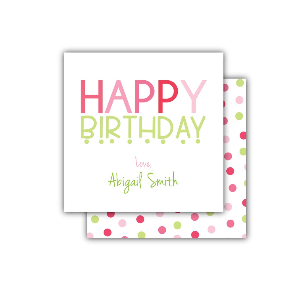 Personalized Pink Happy Birthday Gift Cards | Birthday Gift Tags ...