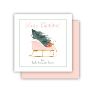 Watercolor Sleigh Christmas Gift Tags Christmas Stickers Family Gift ...