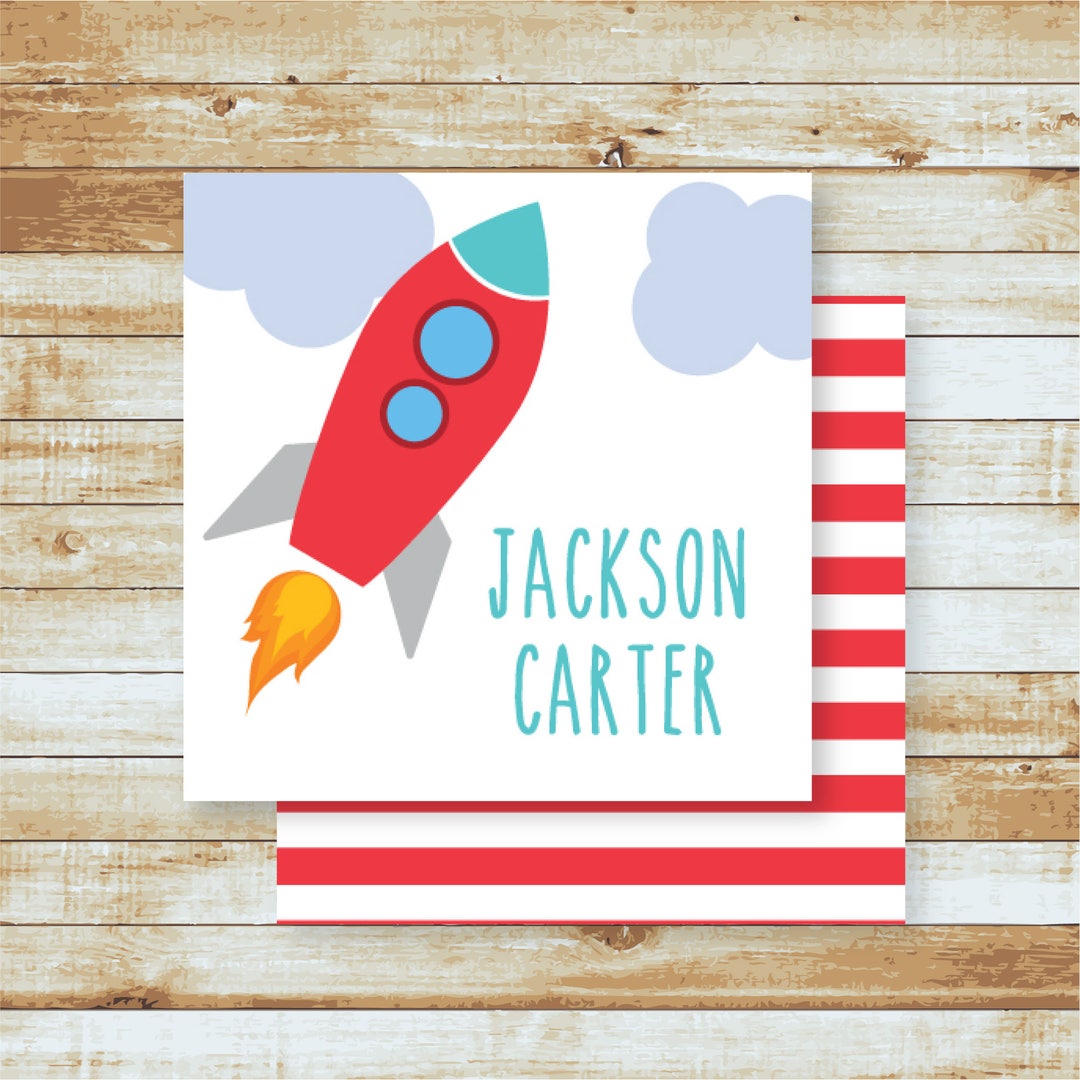 Personalized Space Rocket Gift Tags Boy Calling Cards Birthday Gift ...
