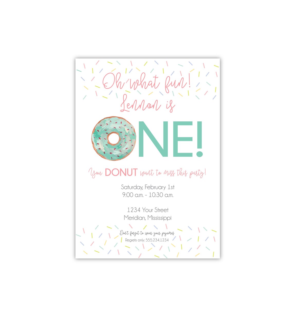 Donut Birthday Party Invitation First Birthday Kids - Etsy