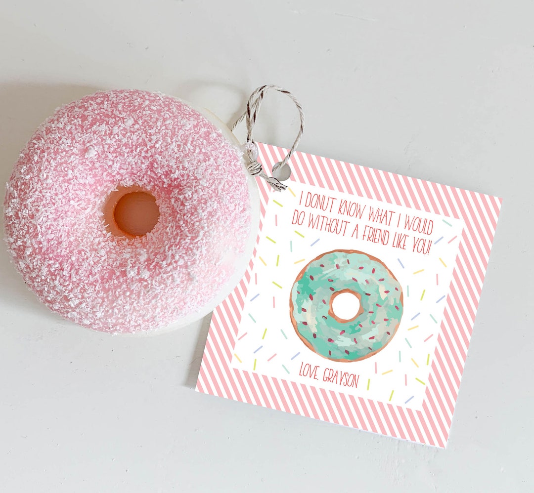 Donut Valentine | Personalized Kids Valentine Gift Tag | Valentine ...