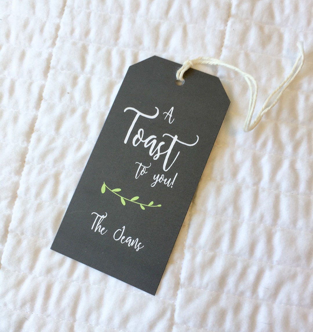 Large Gift Tags | Wine Tags | Charcoal & Green | A Toast to You Hang ...