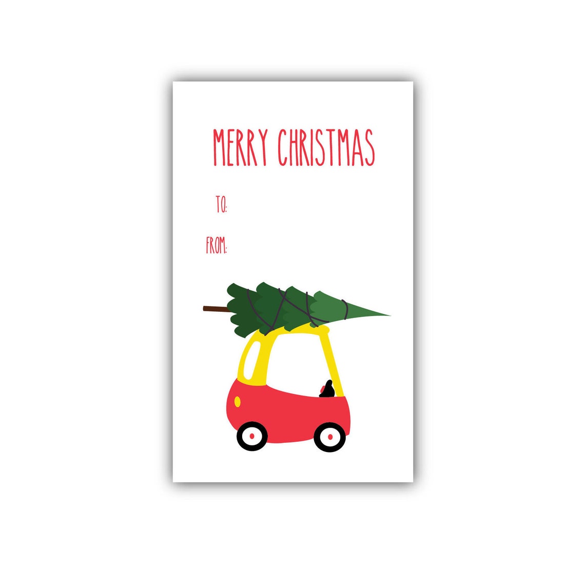Christmas Gift Tag Printable Kids Car & Tree Printable Tag | Etsy