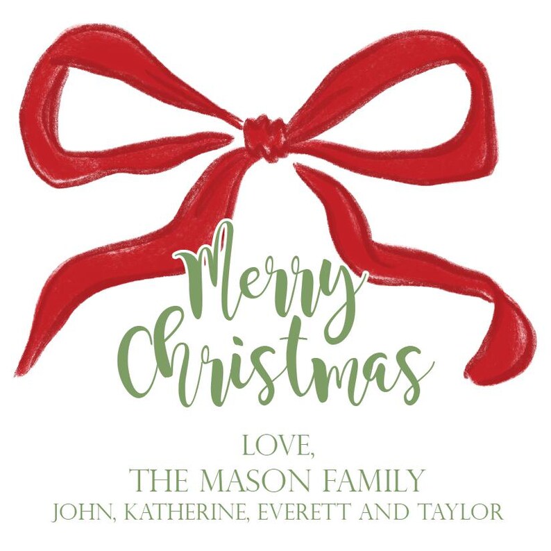 Watercolor Red Bow Christmas Gift Tags | Christmas Sticker | Family Gift Tags | Holiday Gift ...
