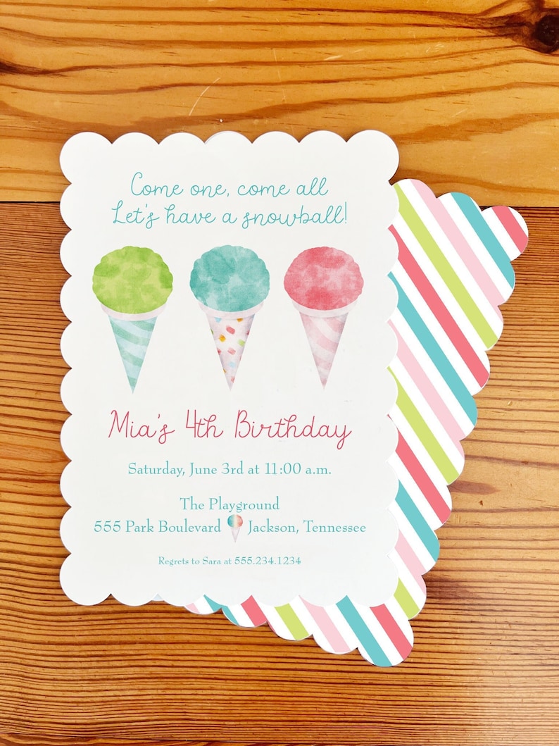 Snowball Birthday Invitation | Snow Cone Invitation | 2nd Birthday ...