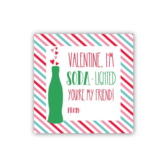 Soda Printable Valentines Valentine Favor Tags Valentine | Etsy