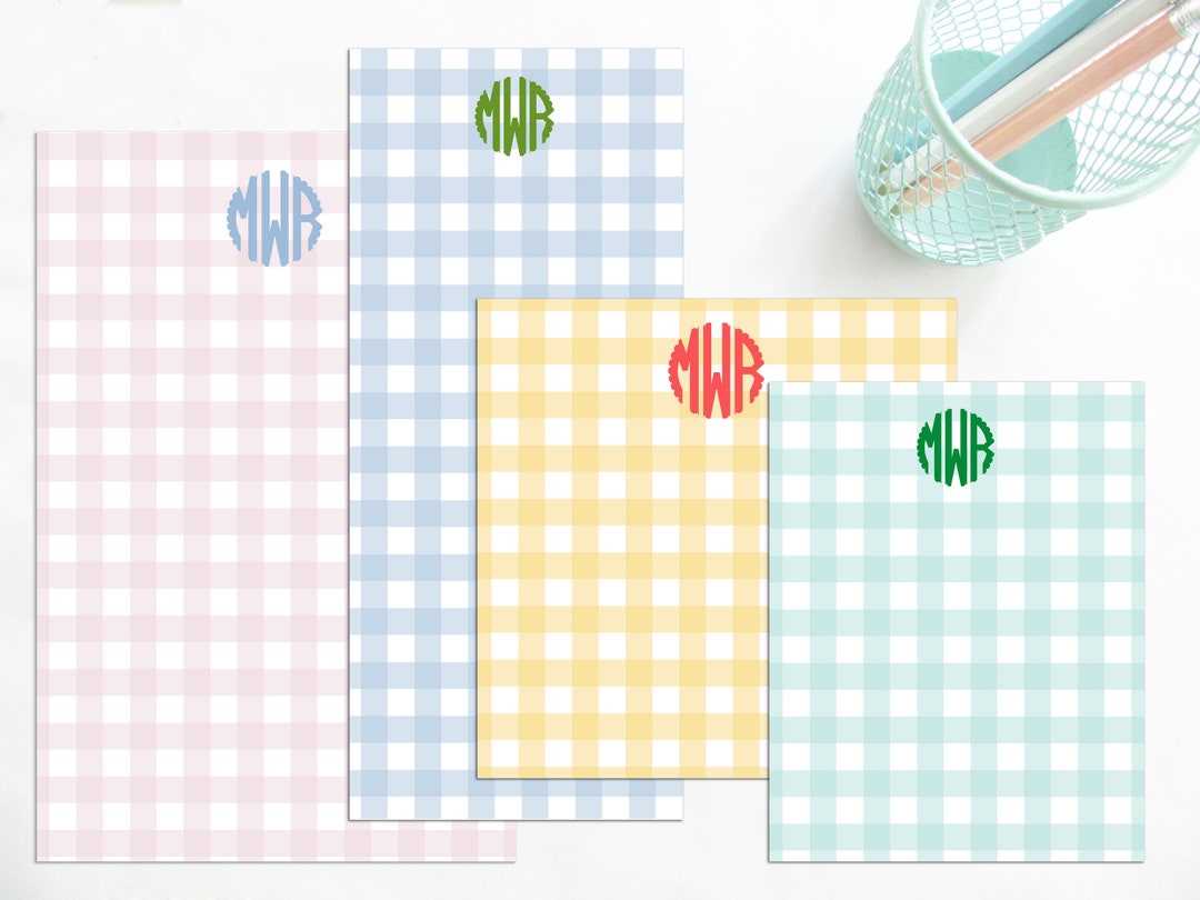 Monogram Notepads | Gingham Notepad | Personalized Notepad | Grocery ...