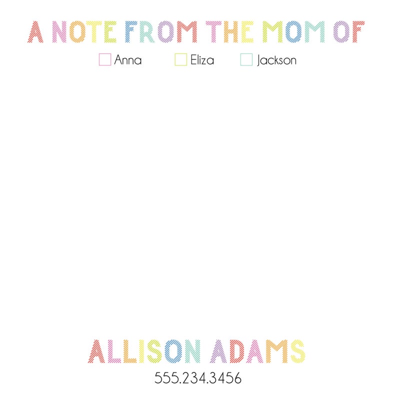 Personalized Mom Notes Notepad | Personalized Stationery | Rainbow ...